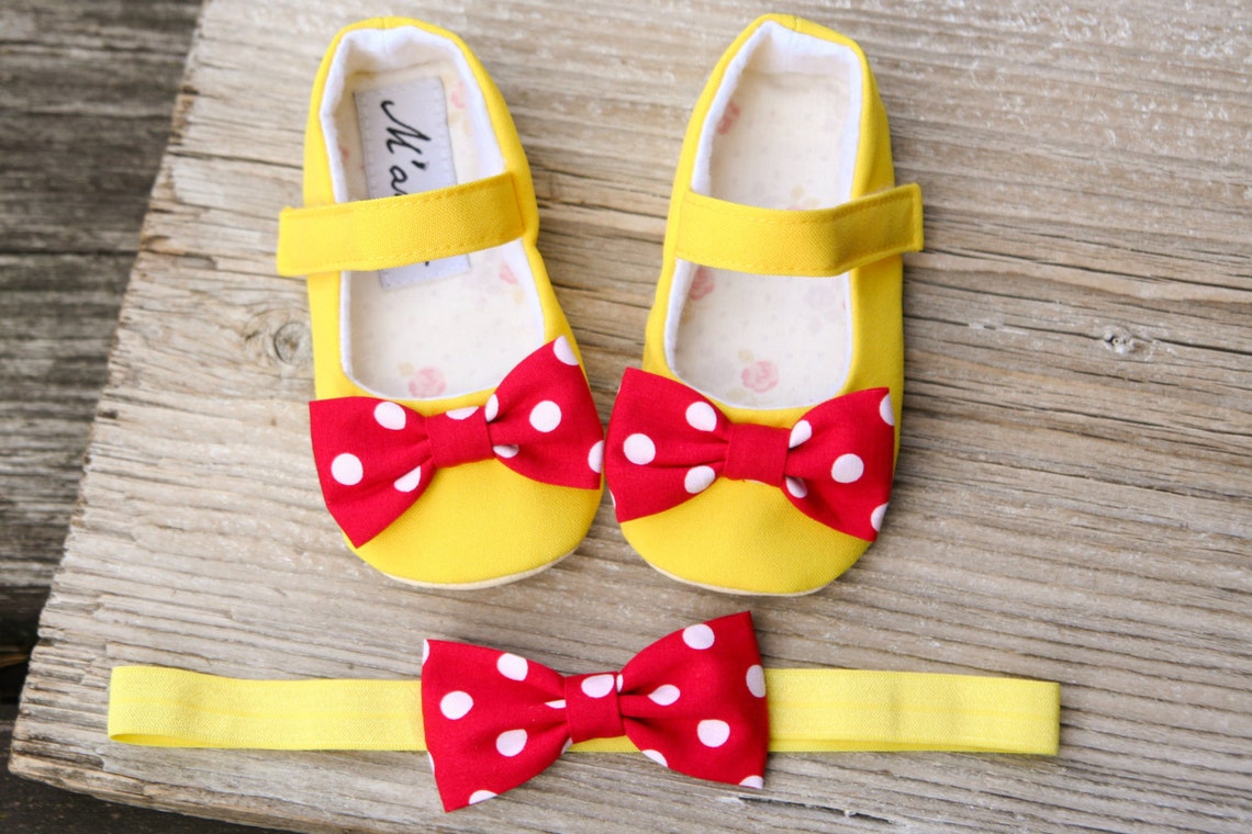 Minnie Mouse Baby Shoes Minnie Mouse Baby Headband Yellow | Etsy