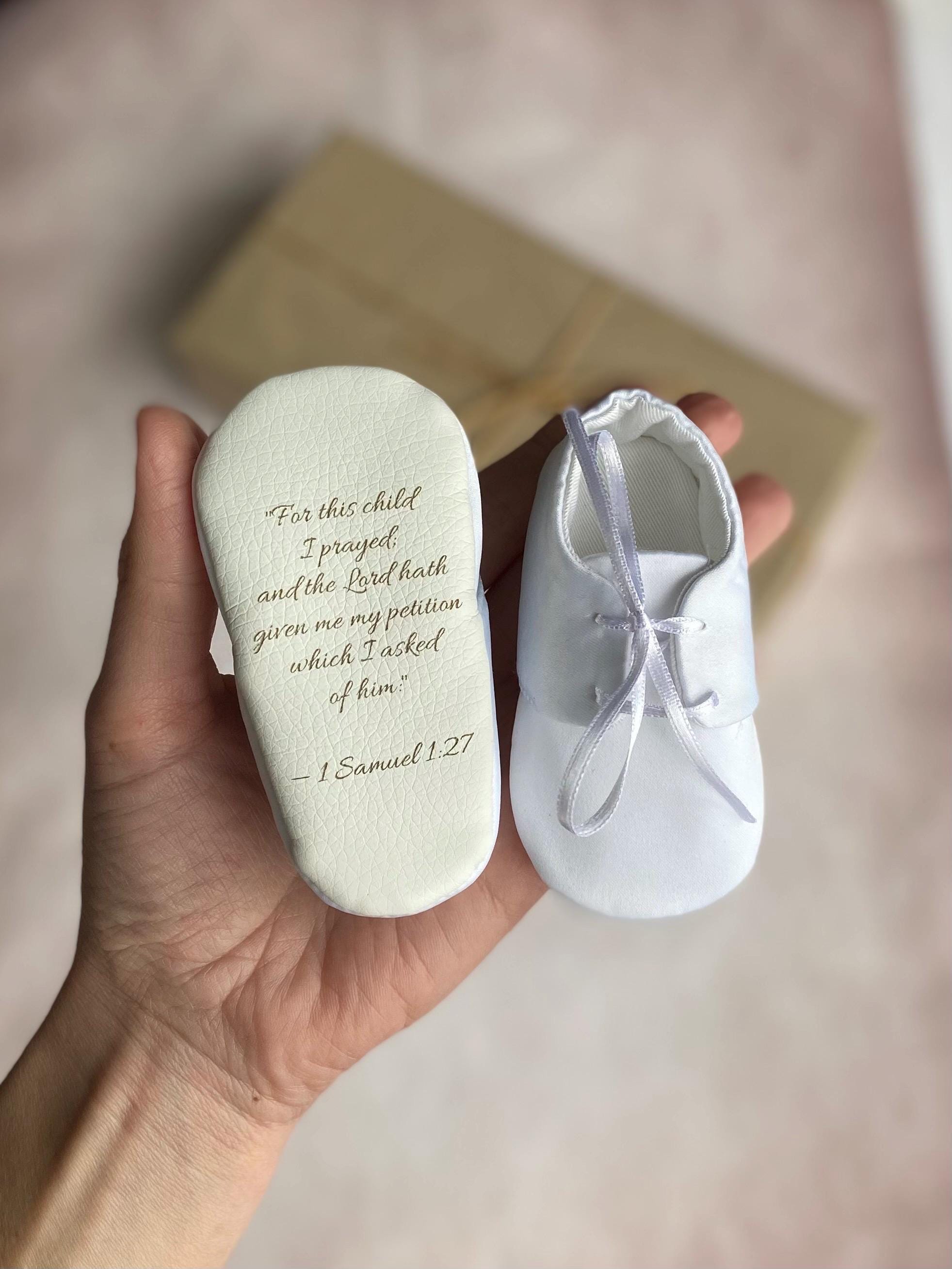 CUSTOM NAME Ivory Baby Boy Christening Shoes, Personalised Baptism ...