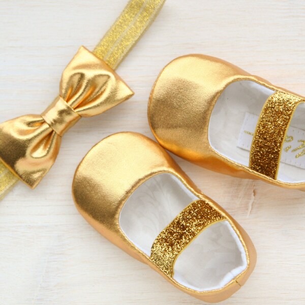 Gold Flower Girl Shoes - Etsy