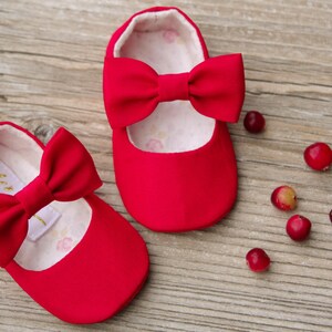 Red Baby Girl Shoes, Holiday Baby Shoes, Bow Shoes and Headband Set ...