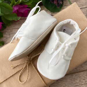 Personalised IVORY Baby Boy Christening Shoes, Baptism Shoes, White ...