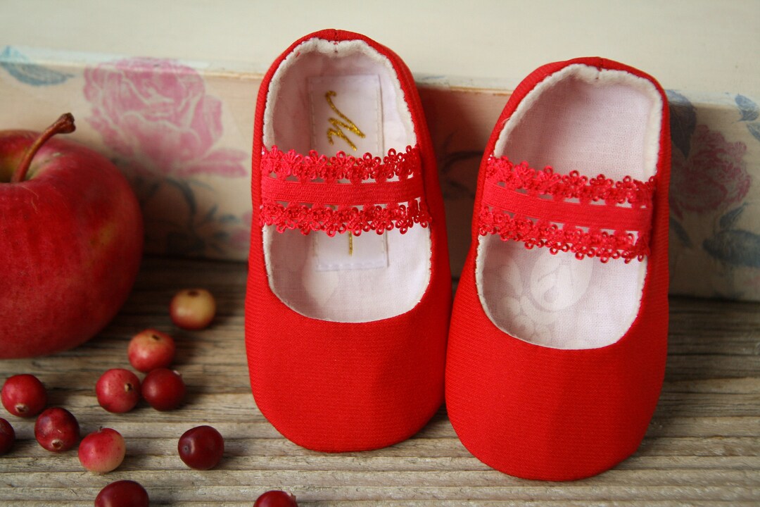Red Baby Girl Christmas Shoes Red Baby Slippers Ballerina - Etsy