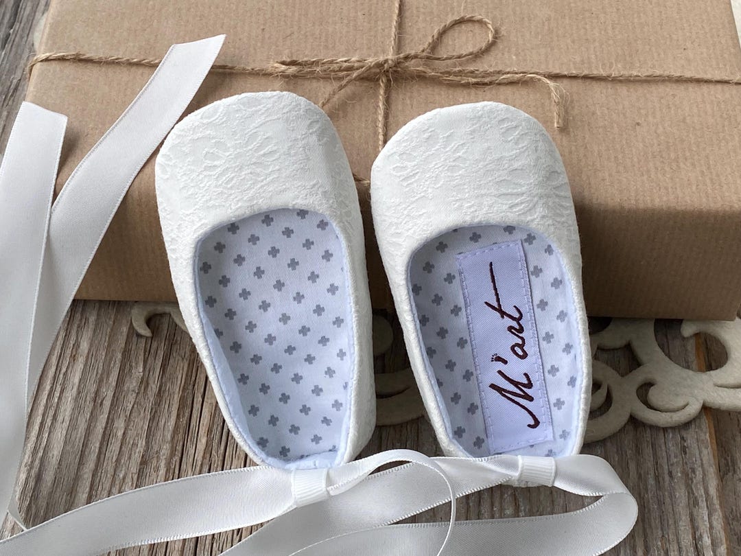 Ecru Baby Girl Baptism Shoes, off White Baby Blessing Shoes ...