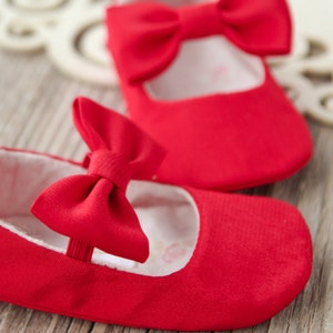 Red Baby Girl Shoes, Holiday Baby Shoes, Bow Shoes and Headband Set ...