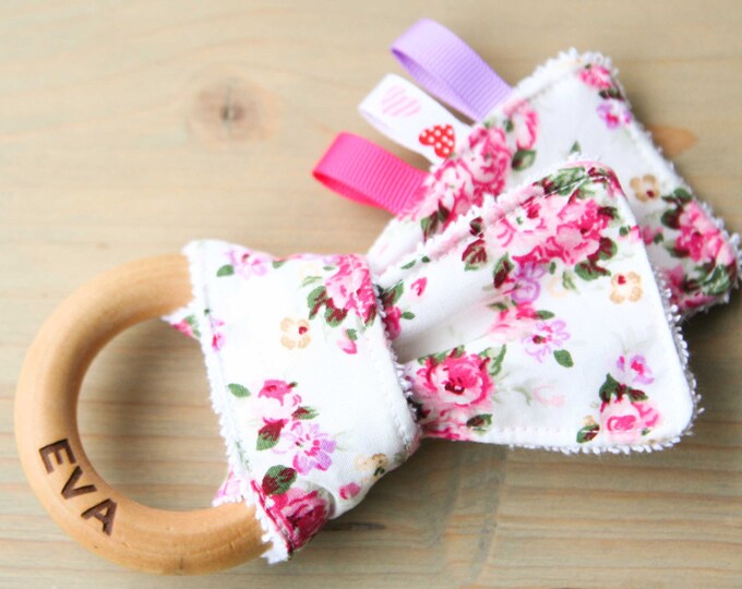 PERSONALIZED Teether, Wooden Teething Ring, Natural Baby Teething Toy ...