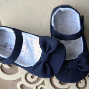 Buy NAVY Baby Girl Shoes, Navy Blue Bow Headband, Navy Mary Jane, Deep ...