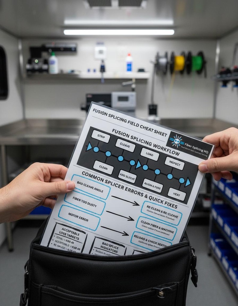 Fiber Splicing Cheat Sheet Printable | Fusion Splicing Workflow Guide ...