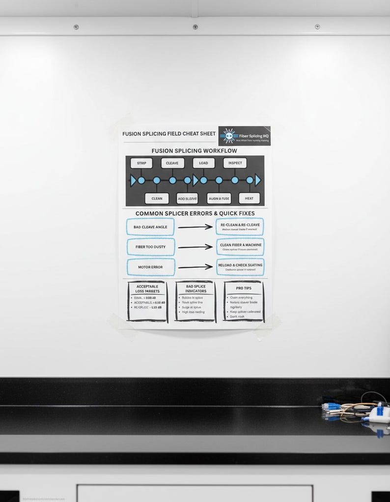 Fiber Splicing Cheat Sheet Printable | Fusion Splicing Workflow Guide ...