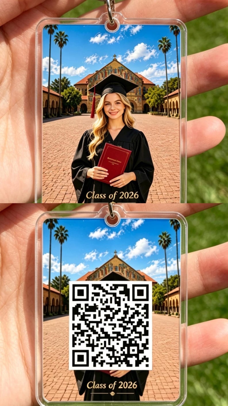 Custom Photo Audio Video QR Code Keychain, Graduation Personalized Gift ...