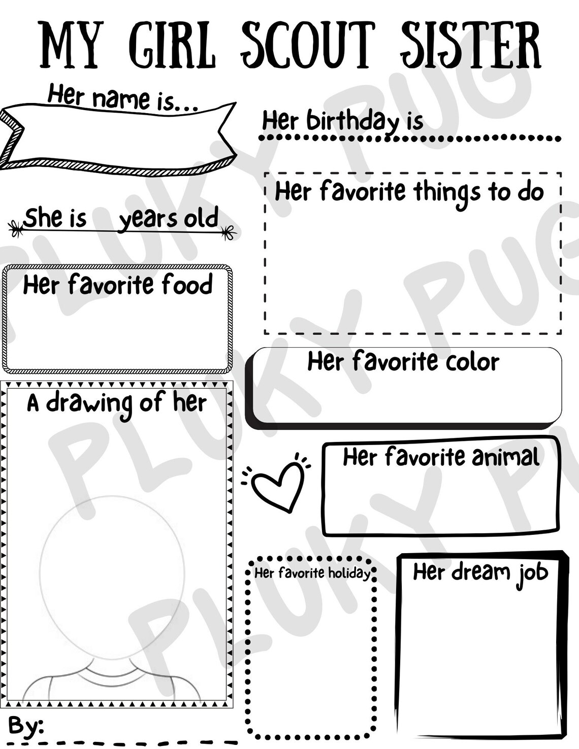 Girl Scout Sister Activity Sheet - PNG INSTANT DOWNLOAD - Etsy