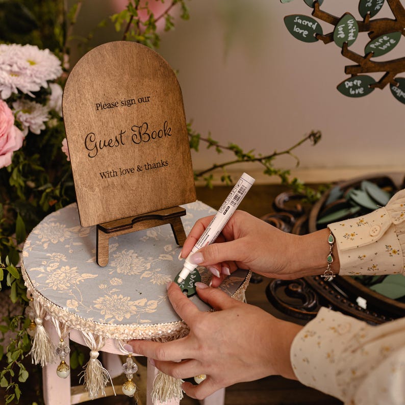 Custom Wooden Wedding Tree Guest Book, Personalized Rustic Reception ...