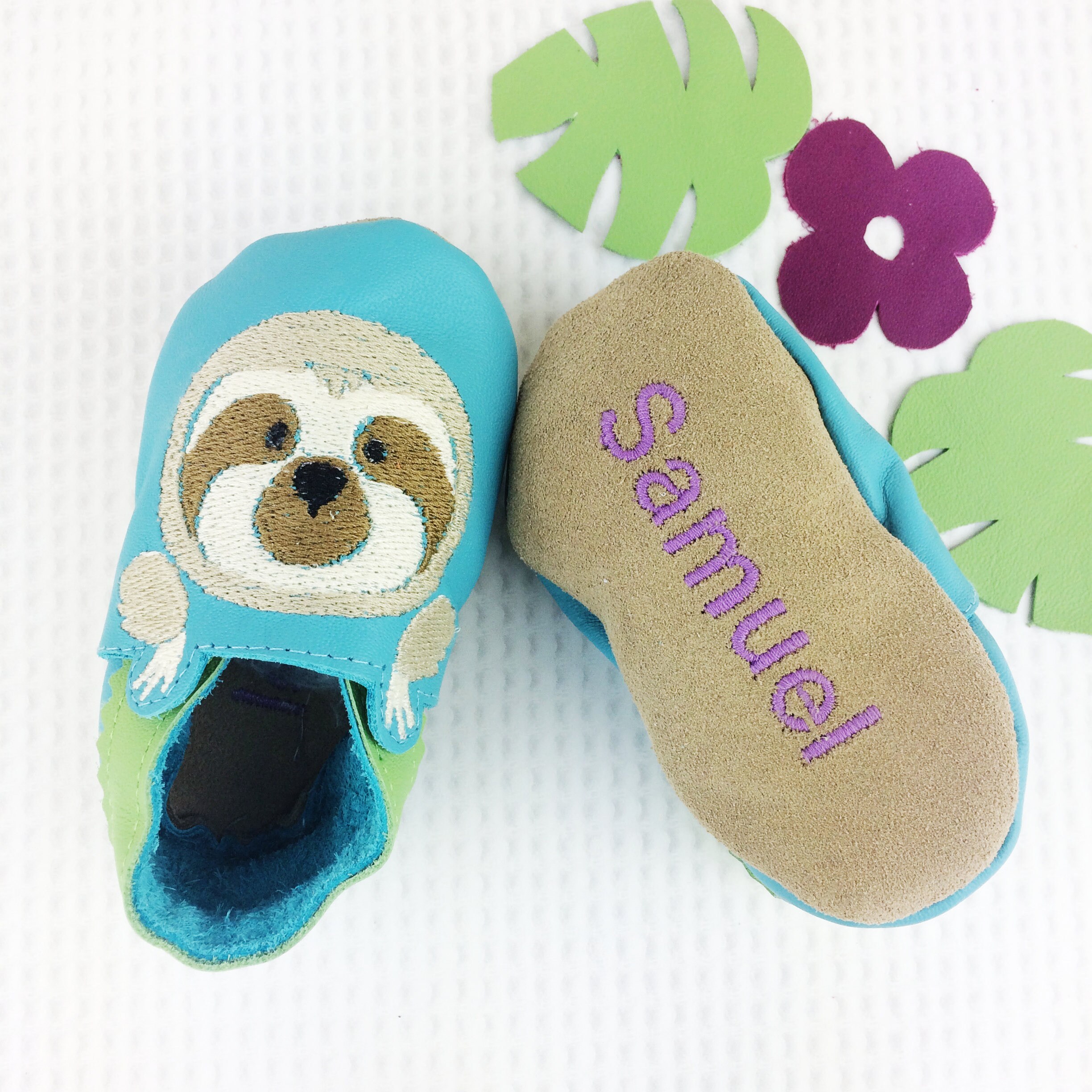 Personalised Sloth Baby Shoes Sloth Childrens slippers | Etsy