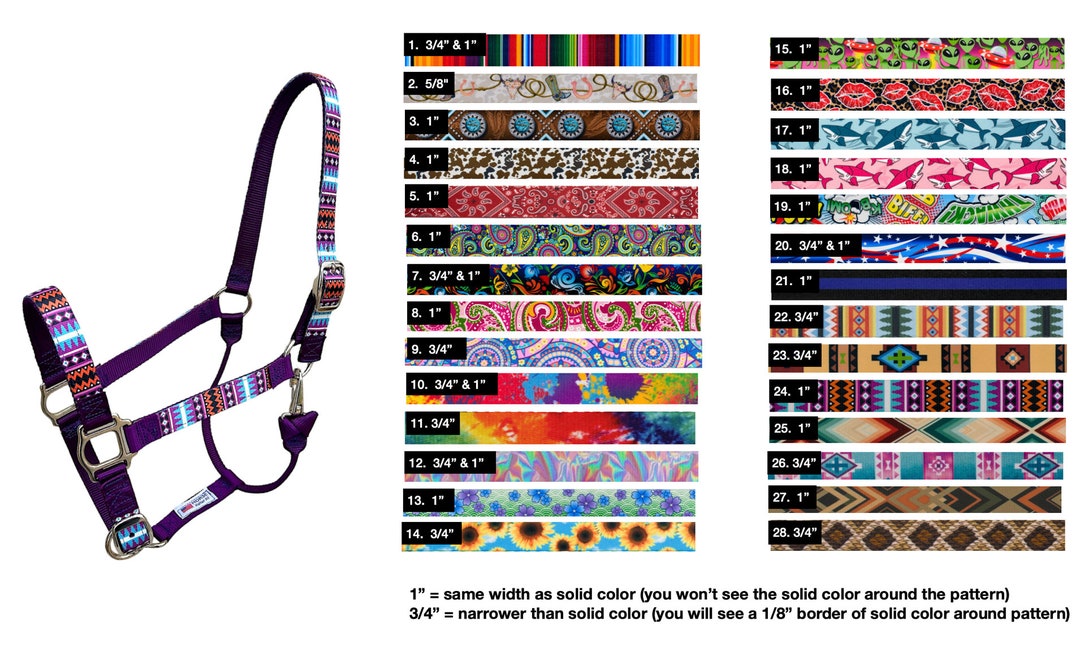 Custom Horse Inlay Halter YOU Design Nylon Handmade USA by Halter All ...