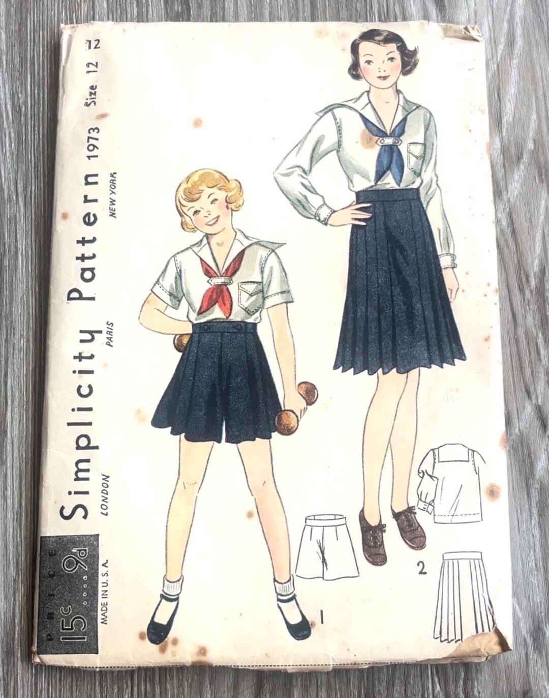 1930's Simplicity Girls Uniform ( Regulation Middy) Sewing Pattern Size ...