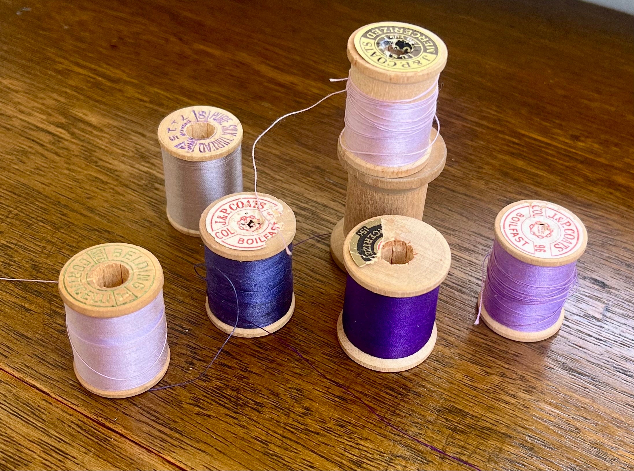 Antique Wooden Spools With Original Threads Pick Your Color Group ...