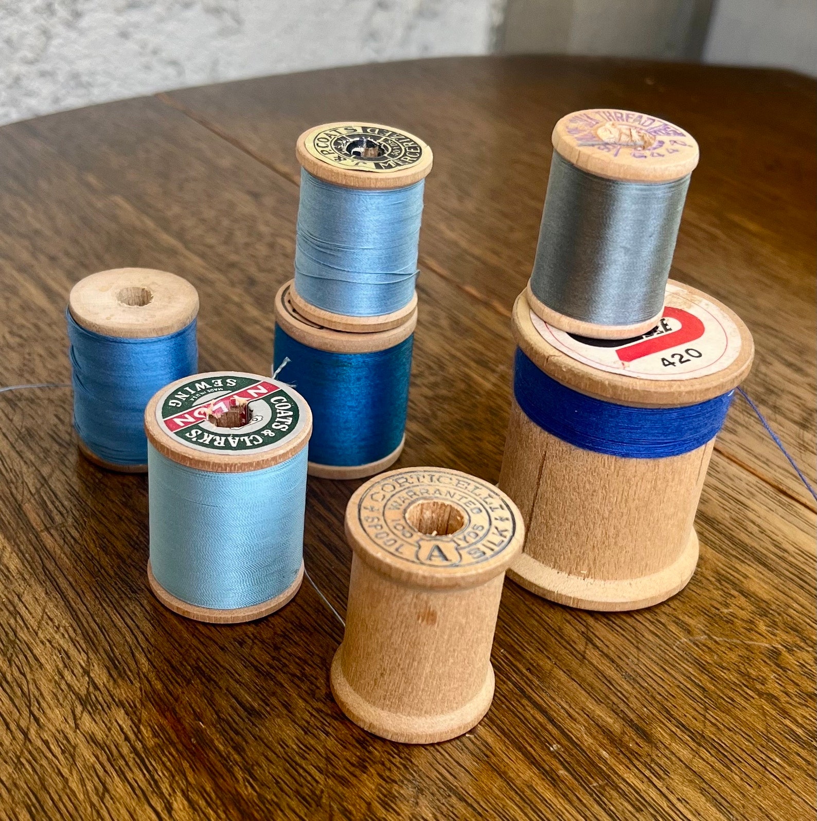 Antique Wooden Spools With Original Threads Pick Your Color Group ...
