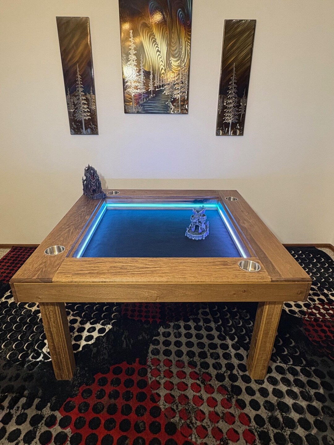 Handmade Square Gaming Table With LED Lights-4 Person DND/D&D Tabletop ...