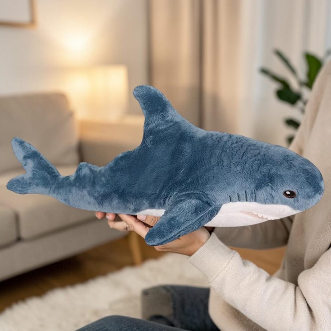 Shark Plush Toy, Gray and Blue Stuffed Animal, Soft Cute Ocean Plush ...