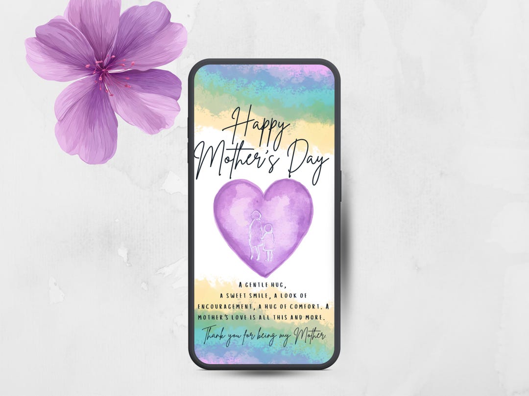 Digital Mother's Day Card, Heart Mom Card, Mother's Day E-card, Digital ...