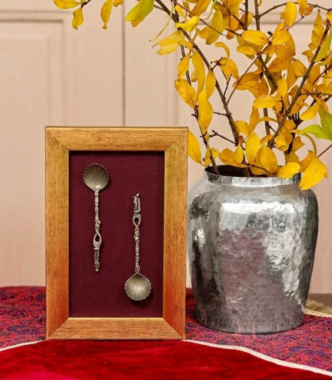 Minimal Found Object Art | Antique Spoon Wall Piece | Velvet Background ...
