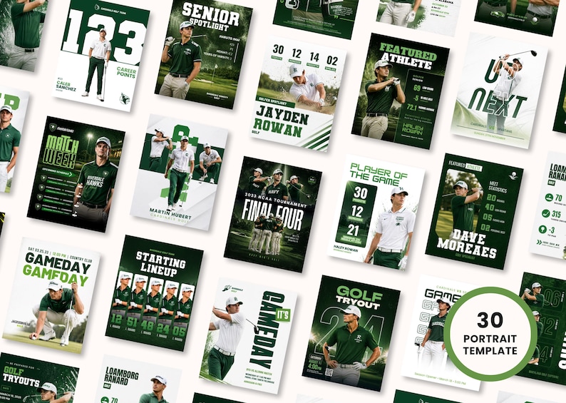 Golf Social Media Templates Canva Bundle | Editable Sports Marketing ...