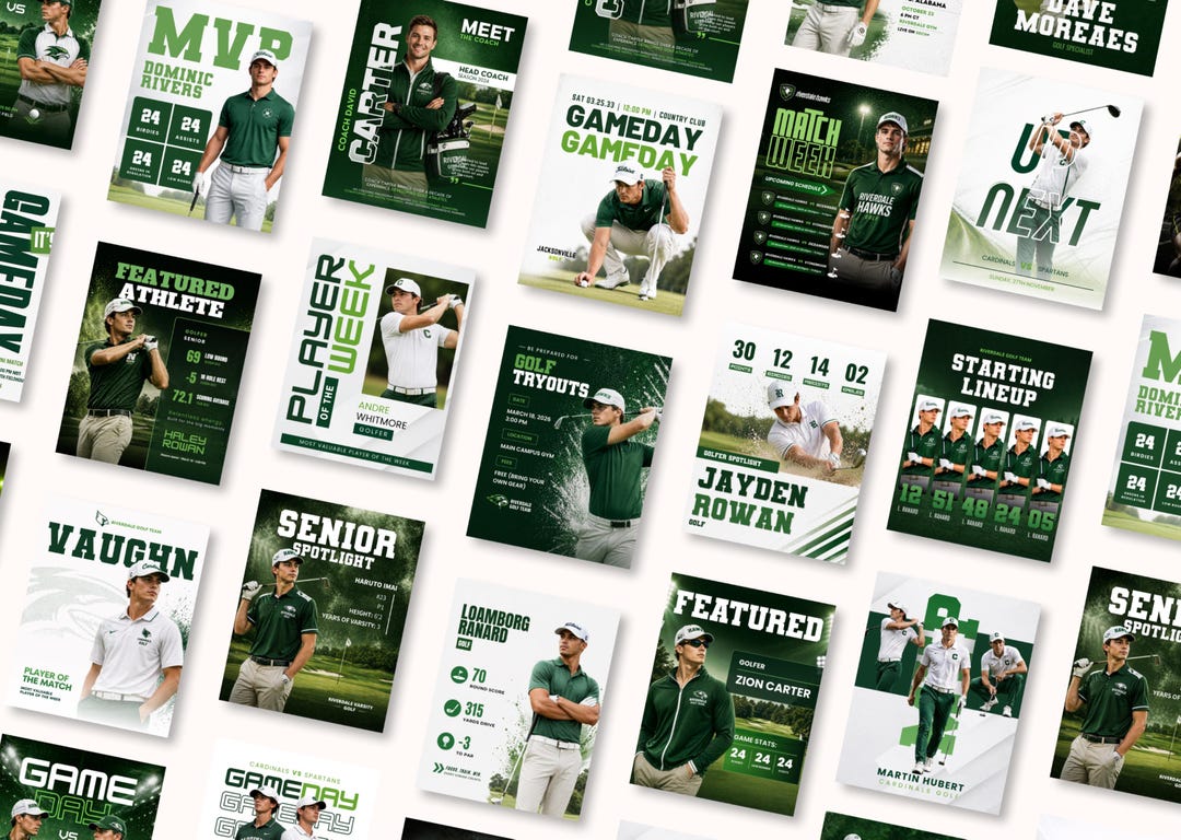 Golf Social Media Templates Canva Bundle | Editable Sports Marketing ...