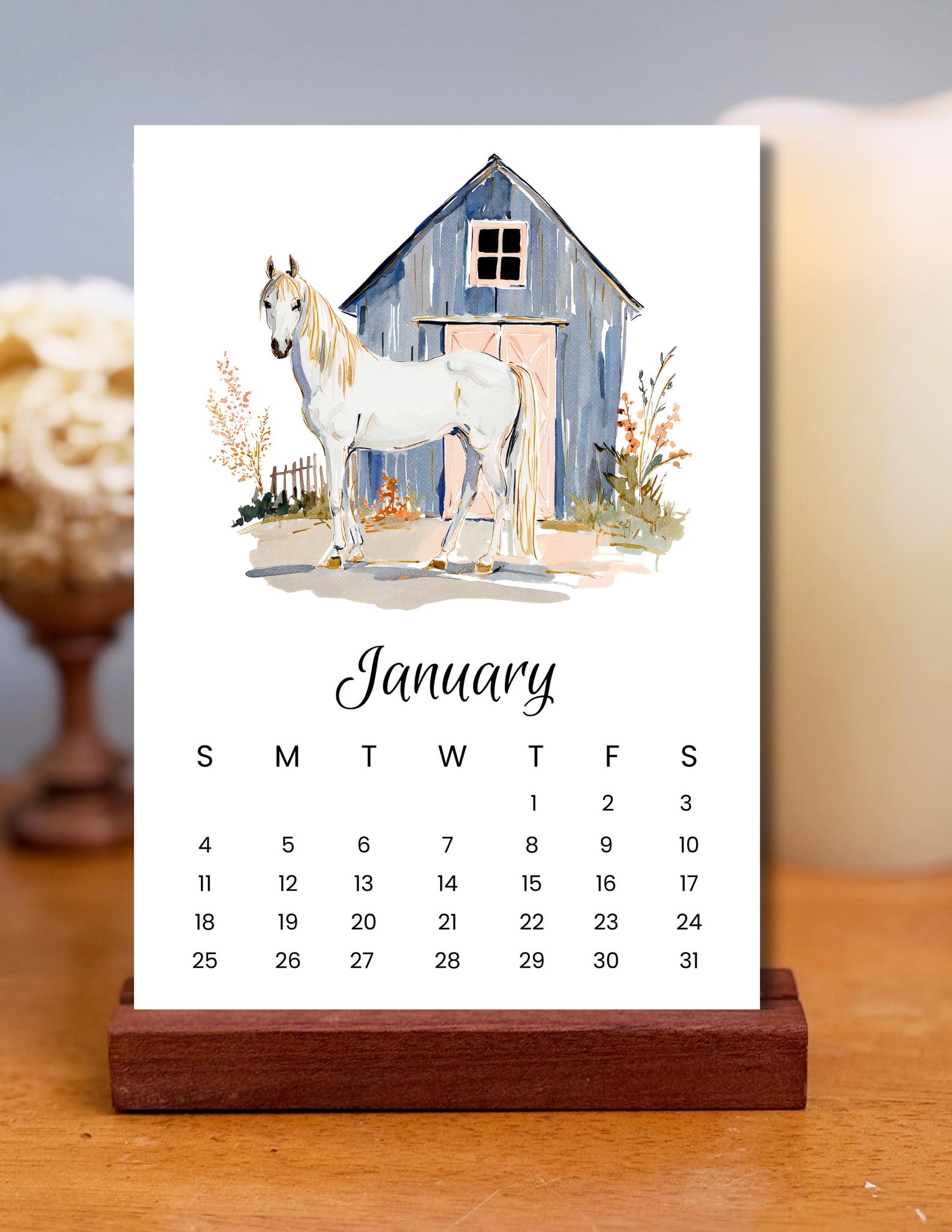 Horse Lover Calendar 2026, 4x6 Watercolor Art Calendar, Sweet Gift or ...