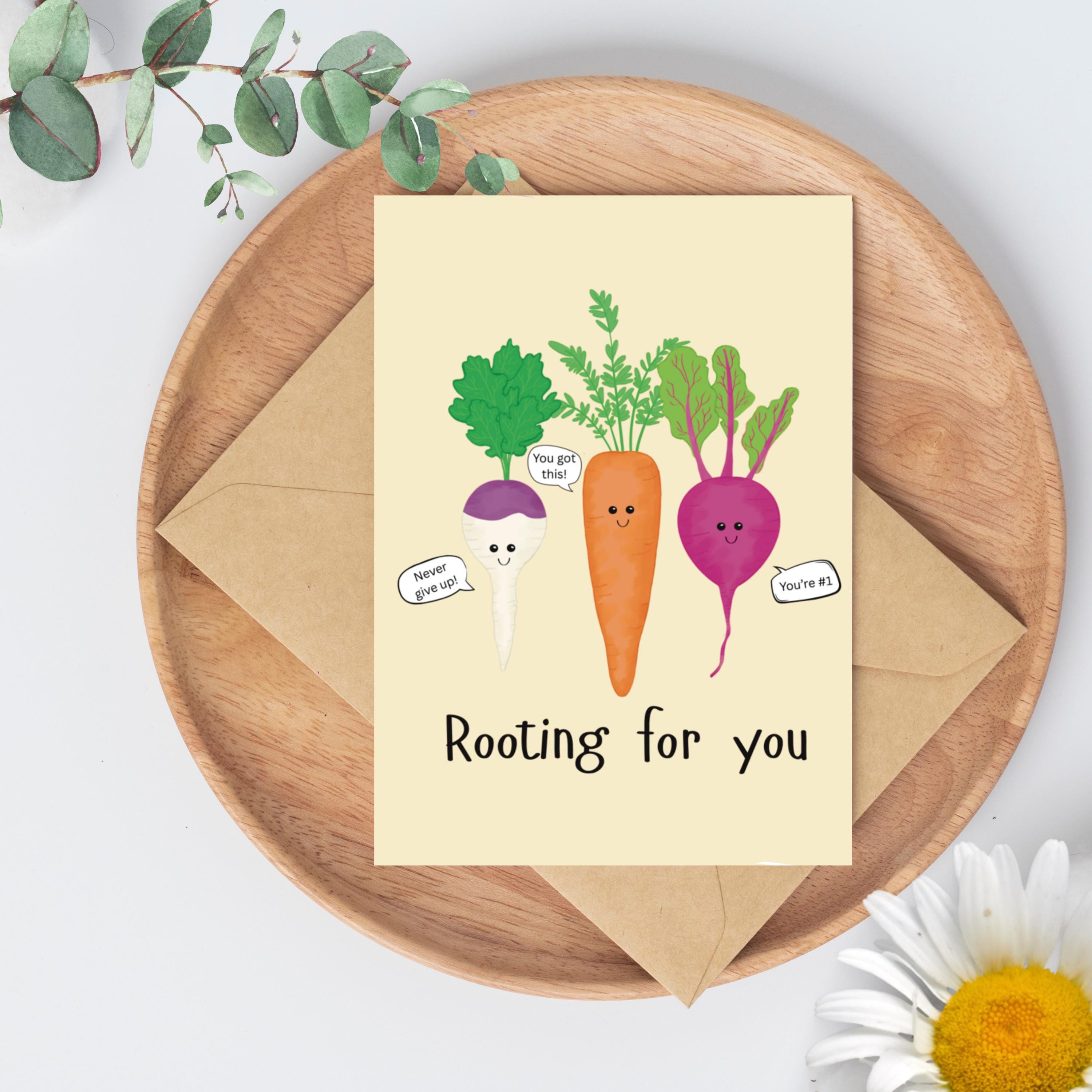 Rooting for You Card – Hand-drawn Vegetable Encouragement Card - Etsy