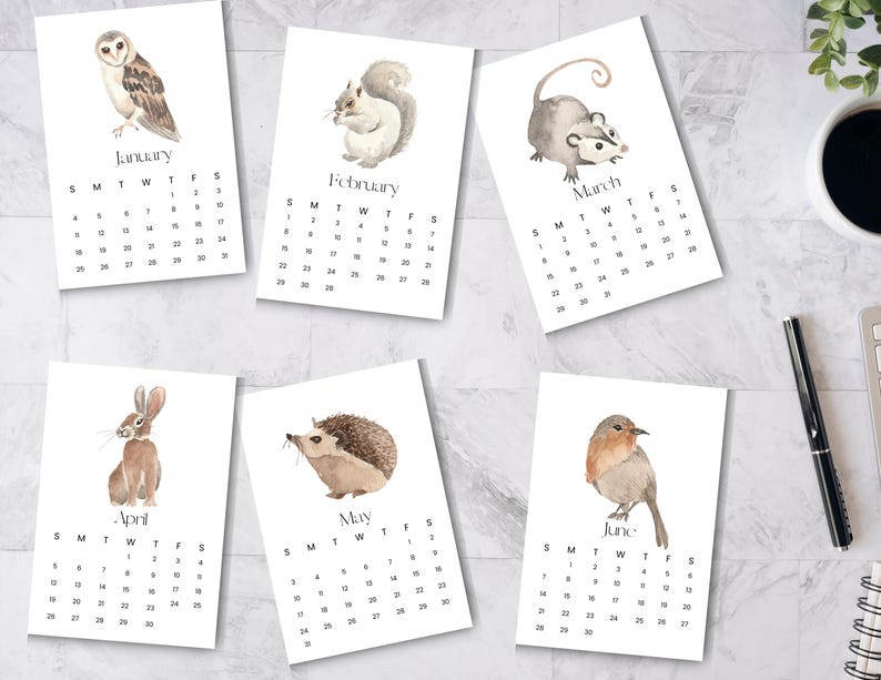 2026 Woodland Animals Desk Calendar: Watercolor Forest Art - Etsy
