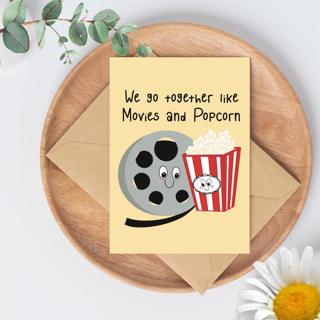 Movies and Popcorn Anniversary Card – Love Note - Etsy