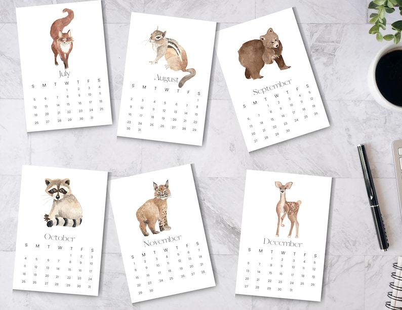 2026 Woodland Animals Desk Calendar: Watercolor Forest Art - Etsy
