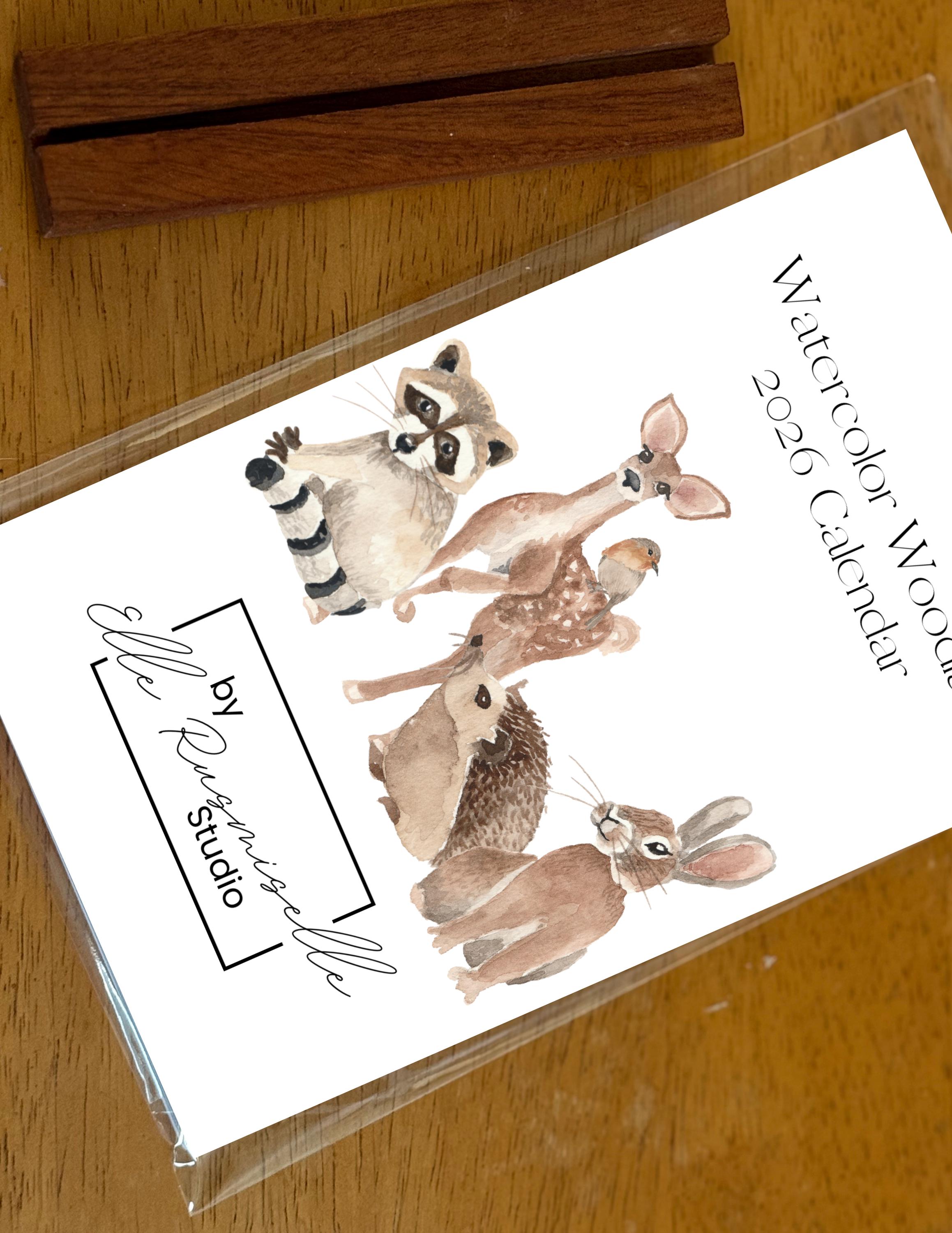 2026 Woodland Animals Desk Calendar: Watercolor Forest Art - Etsy
