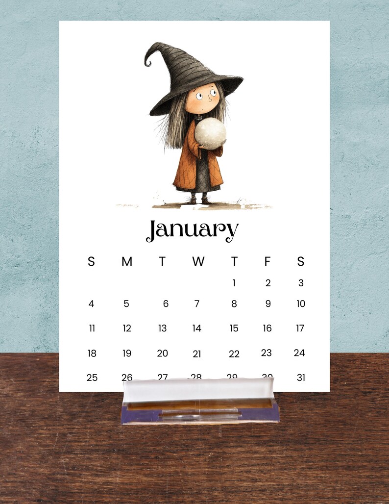 Little Witch 2026 Desk Calendar, Cute Spooky Illustration - Etsy