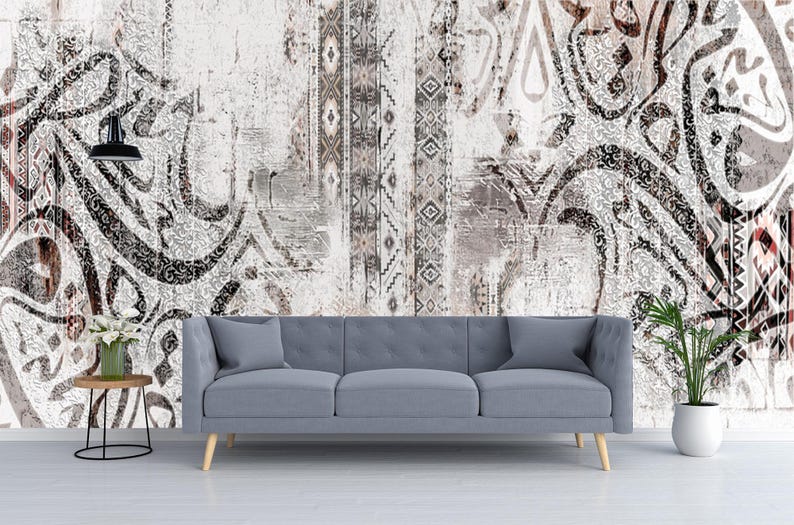 Arabic Calligraphy Wallpaper, Neutral Boho Islamic Wall Mural, Modern ...