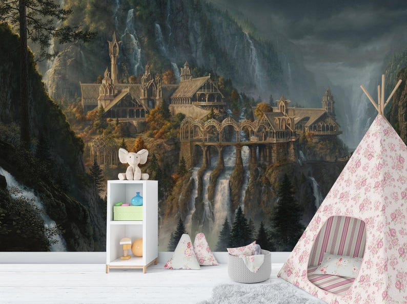 Lord of the Rings Rivendell Wallpaper Peel and Stick Wall Mural Fantasy ...