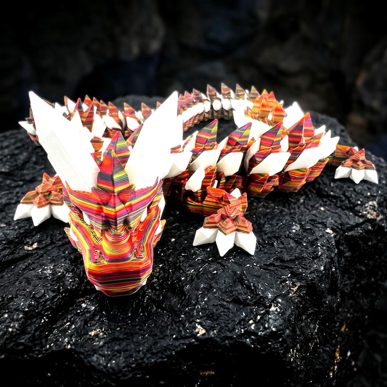 3D Printed Crystal Dragon | Articulated Toy | Fidget & Sensory - Etsy