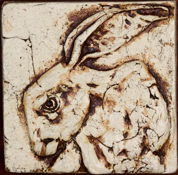 Ceramic Hare Tile | Etsy