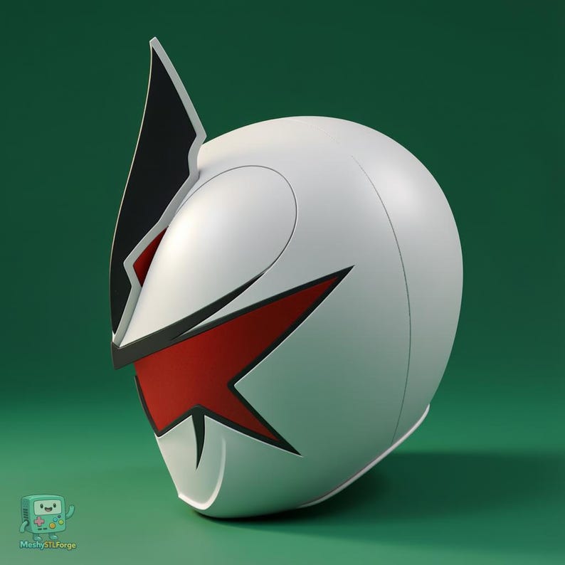 Dino Thunder White Ranger Mask STL File | Magnetic Mask 3D Print ...