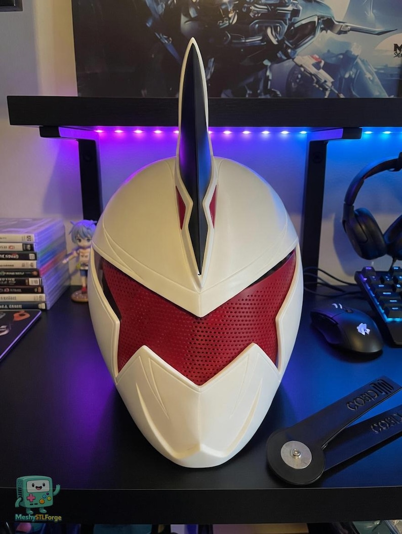 Dino Thunder White Ranger Mask STL File | Magnetic Mask 3D Print ...