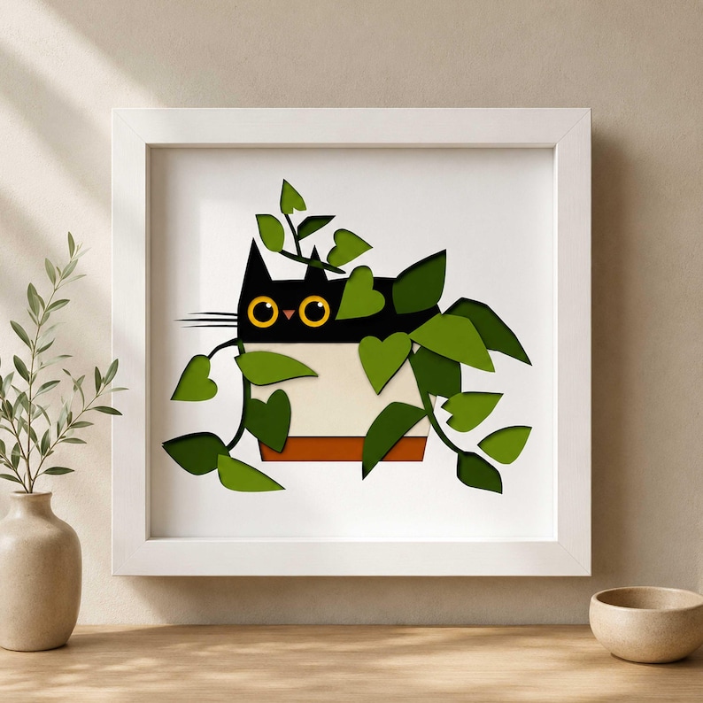 Pacchetto di immagini SVG per scatola a effetto ombra con gatto, file ...