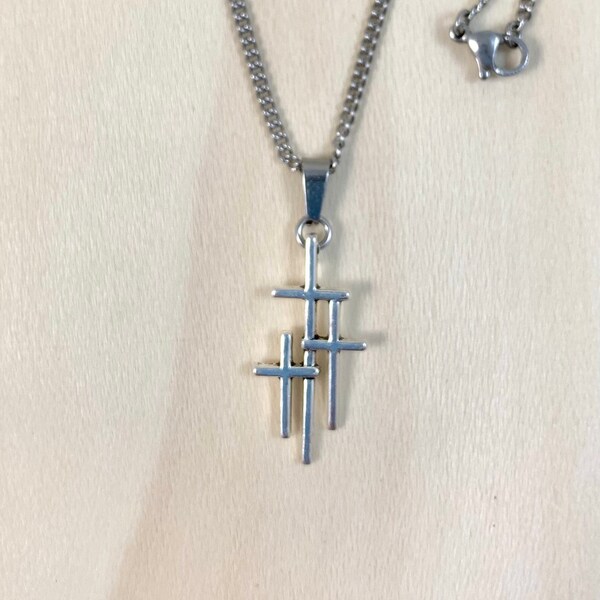 3 Cross Necklace - Etsy