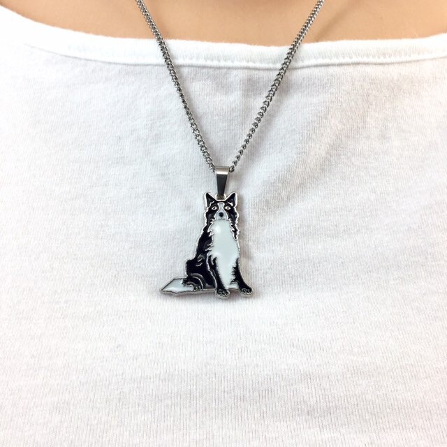 Border Collie Necklace Border Collie Charm Enamel Dog Charm - Etsy