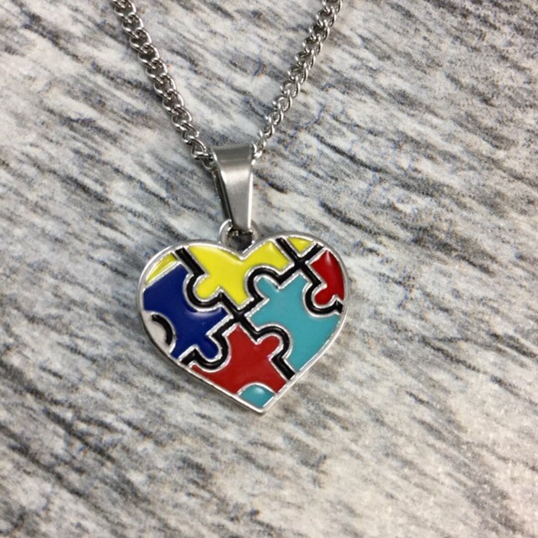 Autism Awareness Necklace, Autism Necklace Women or Men , Puzzle Pieces ...