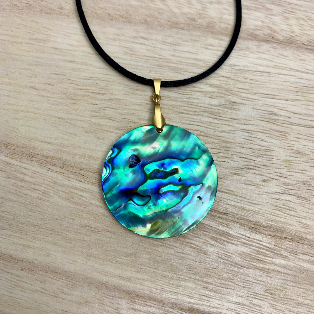 Large Round Pendant Necklace Abalone Pendant Necklace Large Shell ...