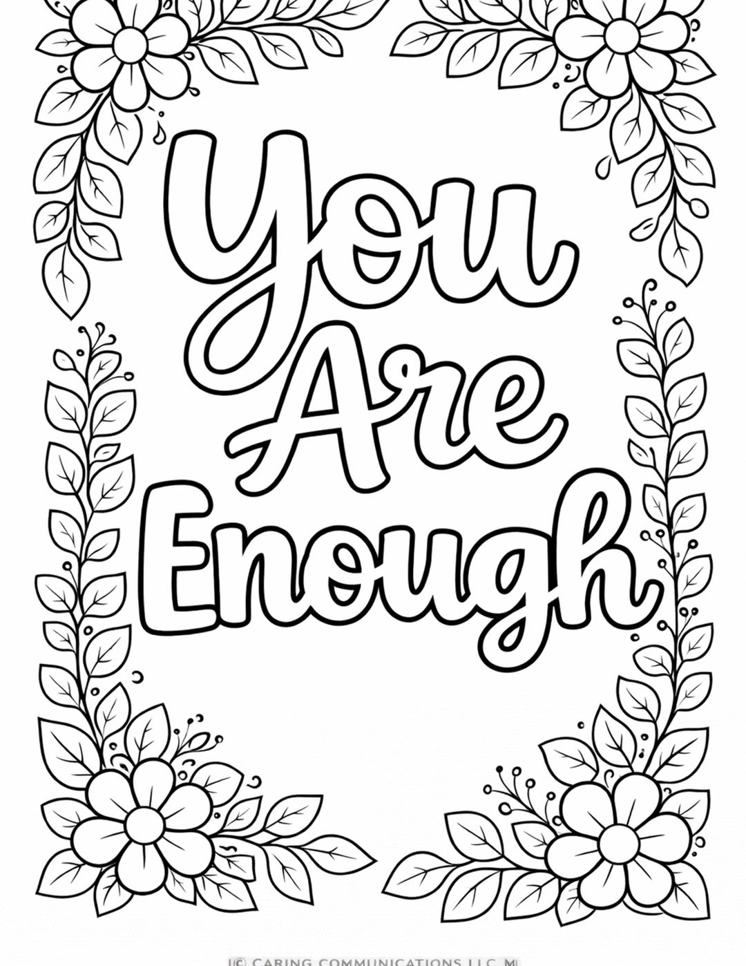 I Am Enough Positive Affirmation Coloring Page for Children and Adults ...