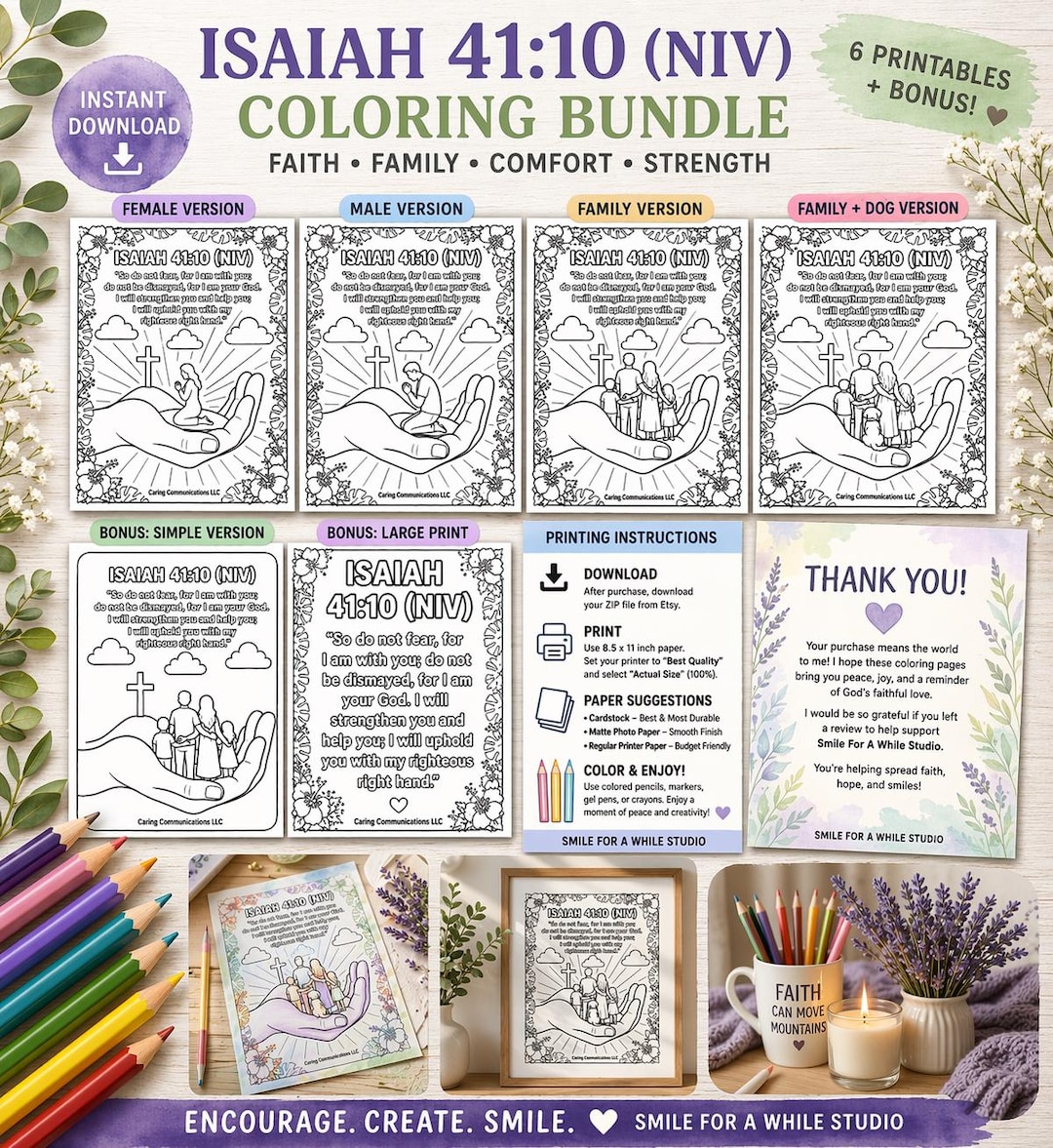 Isaiah 41:10 Coloring Page Bundle |family Faith Coloring Sheet Bible ...