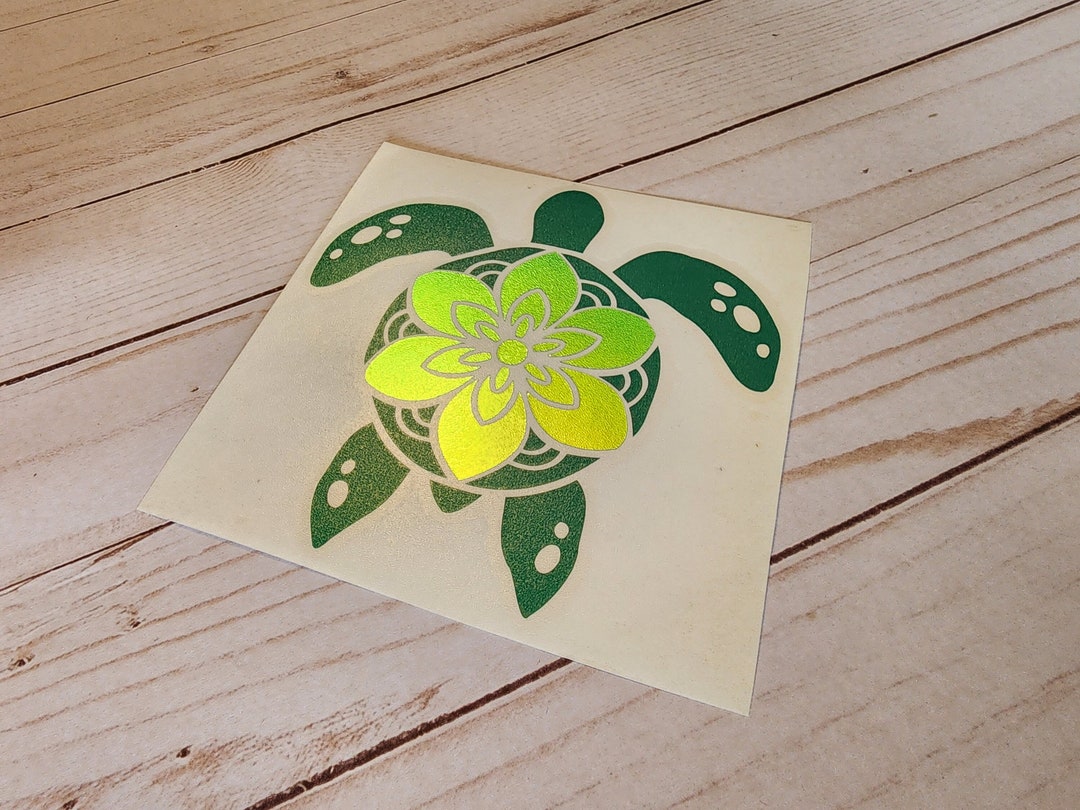 Sea Turtle Flower Decal Sea Turtle Vinyl Decal Turtle Vinyl Decal Sea ...
