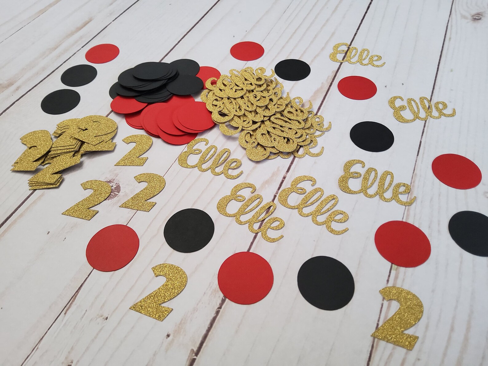 Custom Table Confetti Red Black and Gold Glitter Party | Etsy