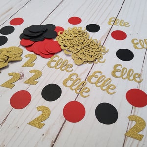 Custom Table Confetti - Red Black and Gold Glitter Party Confetti ...