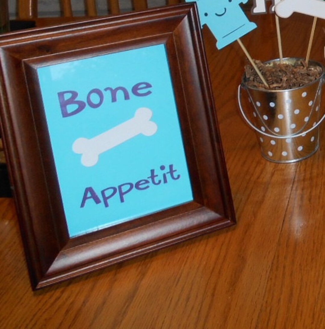 Bone Appetit Sign for Dog Theme Birthday Party, Baby Shower, Table ...